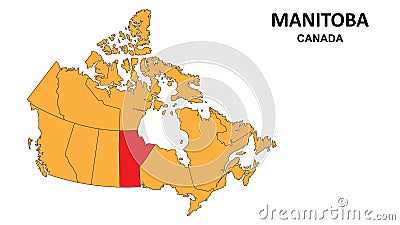 Manitoba Map Is Highlighted On The Canada Map With Detailed State And ...