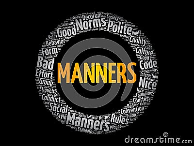 Manners Word Cloud Collage, Concept Background Stock Photography ...