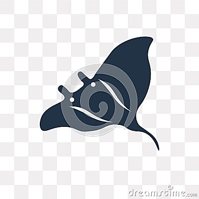 Manta Ray Vector Icon Isolated On Transparent Background, Manta ...