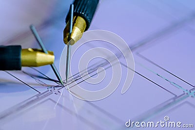 Manual Probe System With Needles For Test Of Semiconductor On Silicon ...