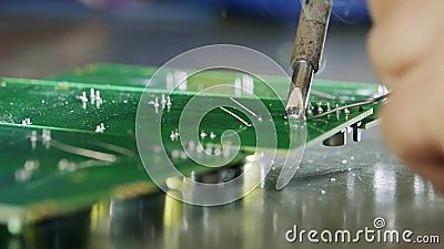 Manual Soldering of Wires and Components on a PCB Board Stock Footage ...