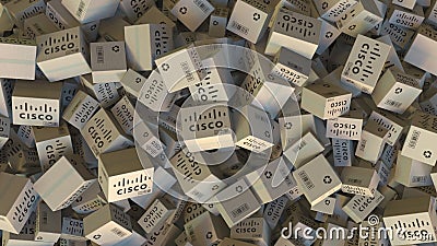 Pile of Cartons with CISCO Logo. Editorial Animation Stock Footage ...