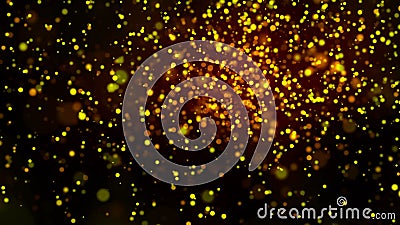 Many Gold Glittering Particles in Space, Computer Generated Abstract ...