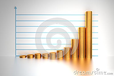 Many Golden Coins Arranged In Exponential Growth Chart Stock ...