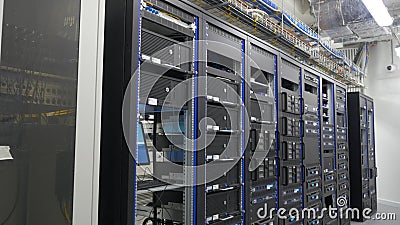 Many Powerful Servers Running In The Data Center Server Room. Many ...