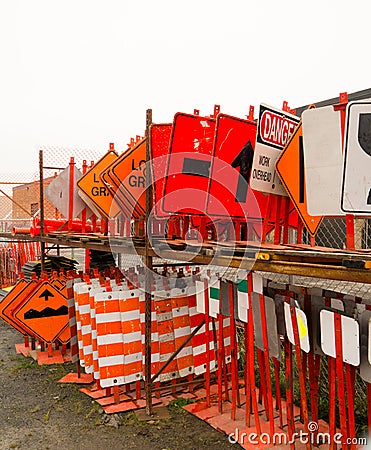Many Traffic Signs In Storage Royalty Free Stock Photos - Image: 27700318