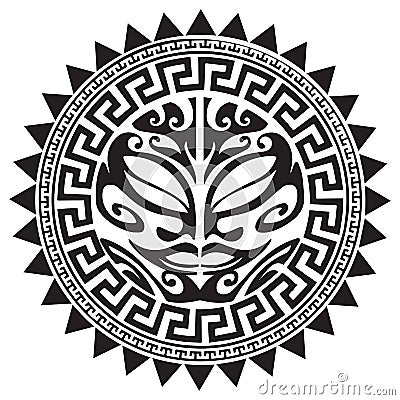 Maori Sun Tattoo Flash. Set Of Labels And Elements. Vector Set ...