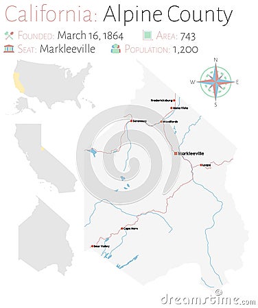 California - Alpine County Map Stock Vector - Illustration of colors ...