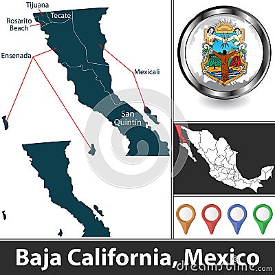 Map Of Baja California, Mexico Vector Illustration | CartoonDealer.com ...