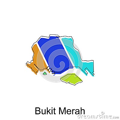 Map Of Bukit Merah Vector Design Template, National Borders And ...