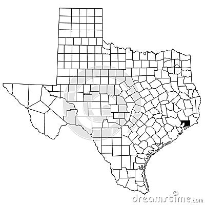 Map Of Chambers County In Texas State On White Background. Single ...