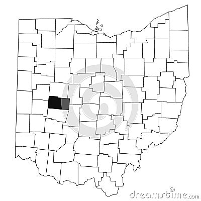 Map Of Champaign County In Ohio State On White Background. Single ...