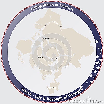 Map Of The City And Borough Of Wrangell In Alaska Vector Illustration ...