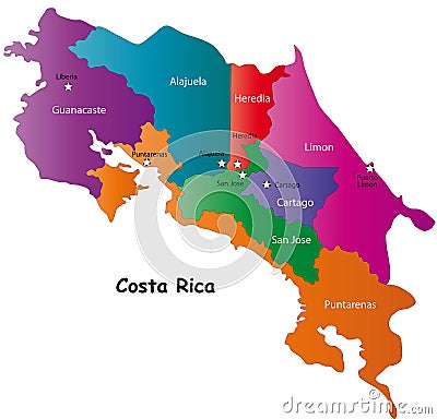 Map Of Costa Rica Cartoon Vector | CartoonDealer.com #6439093