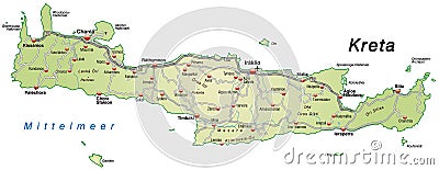 Map Of Crete With Highways Royalty Free Stock Image - Image: 23877606