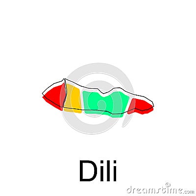 Map Of Dili Vector Design Template, National Borders And Important ...