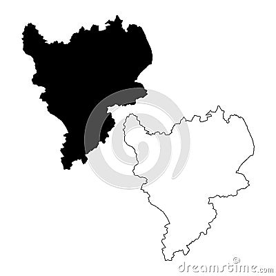 Map Of The East Midlands England. Black And Outline Maps. EPS Vector ...
