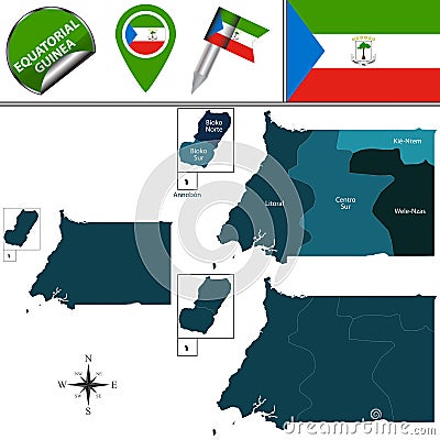 Map Of Equatorial Guinea With Named Provinces Cartoon Vector | CartoonDealer.com #80880803