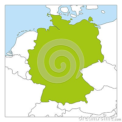 Map Of Germany Green Highlighted With Neighbor Countries Vector ...