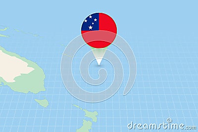Map Illustration Of Samoa With The Flag. Cartographic Illustration Of ...