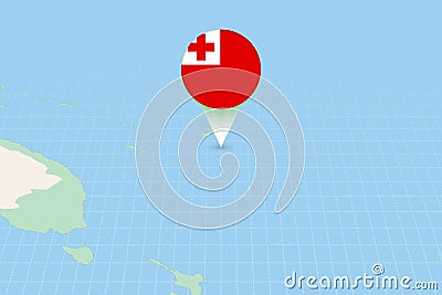 Map Illustration Of Tonga With The Flag. Cartographic Illustration Of ...