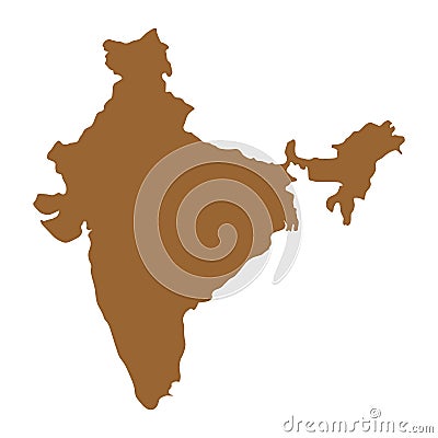 Map India.Brown India Map. Map Of India Vector Silhouette.India Vector ...