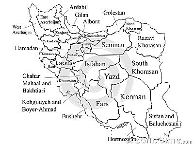 Map Of Iranian Provinces Vector Illustration | CartoonDealer.com #190759928