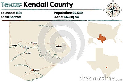 Map Of Kendall County In Texas Cartoon Vector | CartoonDealer.com ...