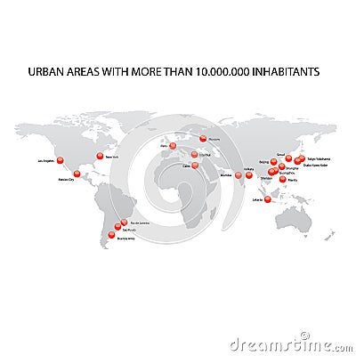 Map Of Largest Cities Of The World Stock Images - Image: 7952734