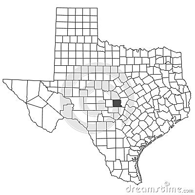 Map Of Llano County In Texas State On White Background. Single County ...