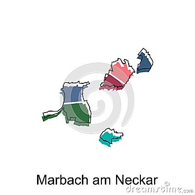 Map Of Marbach Am Neckar Design, World Map Country Vector Illustration ...