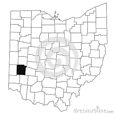 Map Of Montgomery County In Ohio State On White Background. Single ...