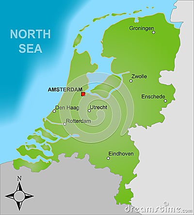 Map Of The Netherlands Royalty Free Stock Image - Image: 12671166