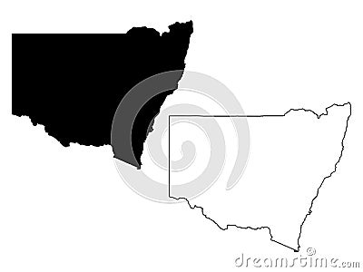 Map Of New South Wales Australia. Black And Outline Maps. EPS Vector ...