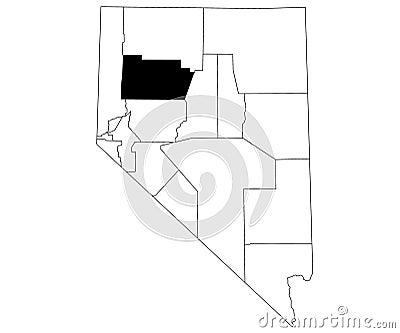 Map Of Pershing County In Nevada State On White Background. Single ...