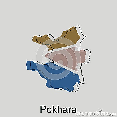 Map Of Pokhara Geometric Outline Illustration Design, Country Of Nepal ...