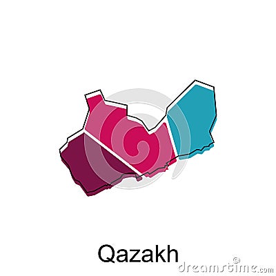 Map Of Qazakh Vector Design Template, National Borders And Important ...