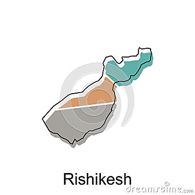 Map Of Rishikesh City Modern Outline, High Detailed Illustration Vector ...