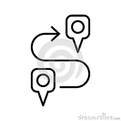 Map, Route, Gps Distance, Roadmap Icon. Geolocation Map Path Distance ...