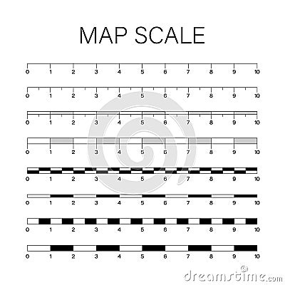 Map Scales Graphics For Measuring Distances. Vector Stock Illustration ...
