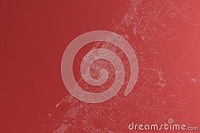 Map Of The Streets Of Benghazi (Libya) Made With White Lines On Red ...