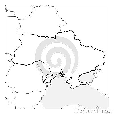 Map Of Ukraine Black Thick Outline Highlighted With Neighbor Countries ...
