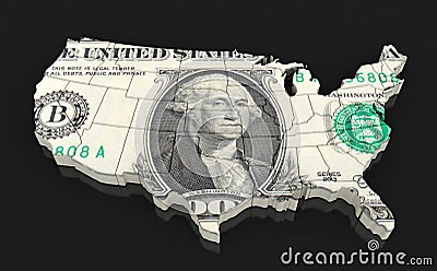 Map Of USA With Dollars Stock Illustration - Image: 69821654