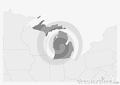 Map Of USA With Highlighted Michigan State Map Vector Illustration ...
