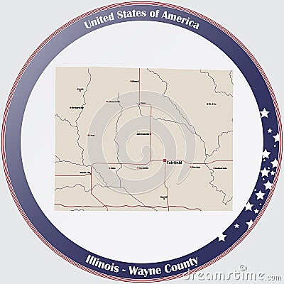 Map Of Wayne County In Illinois Cartoon Vector | CartoonDealer.com ...