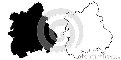 Map Of The West Midlands England. Black And Outline Maps. EPS Vector ...