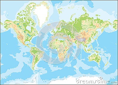 Topographic Map of the World with Borders, 3D Render Stock Illustration ...