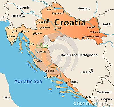 Mapa Da Croácia Foto de Stock Royalty Free - Imagem: 32974535