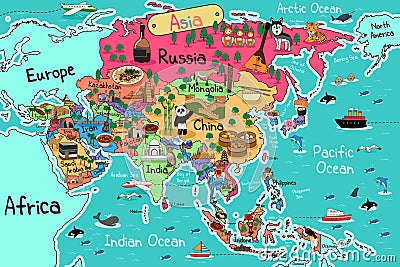 Mappa Dell'Asia Illustrazione Vettoriale - Immagine: 65247217