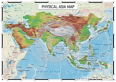 Mappa Fisica Dell'Asia Illustrazione Vettoriale - Immagine: 80885750